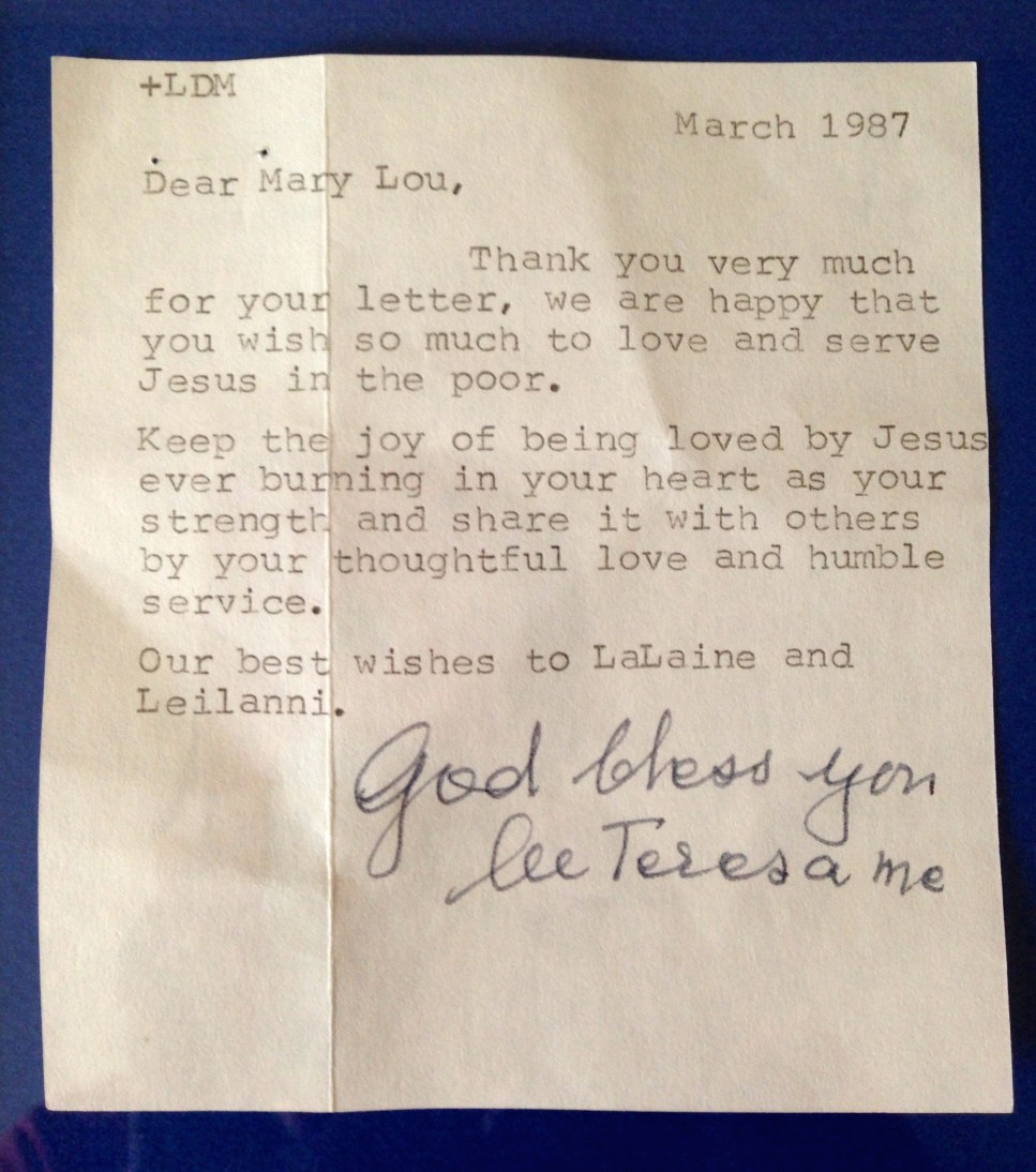 A Letter from Mother Teresa – Mercy for Marthas