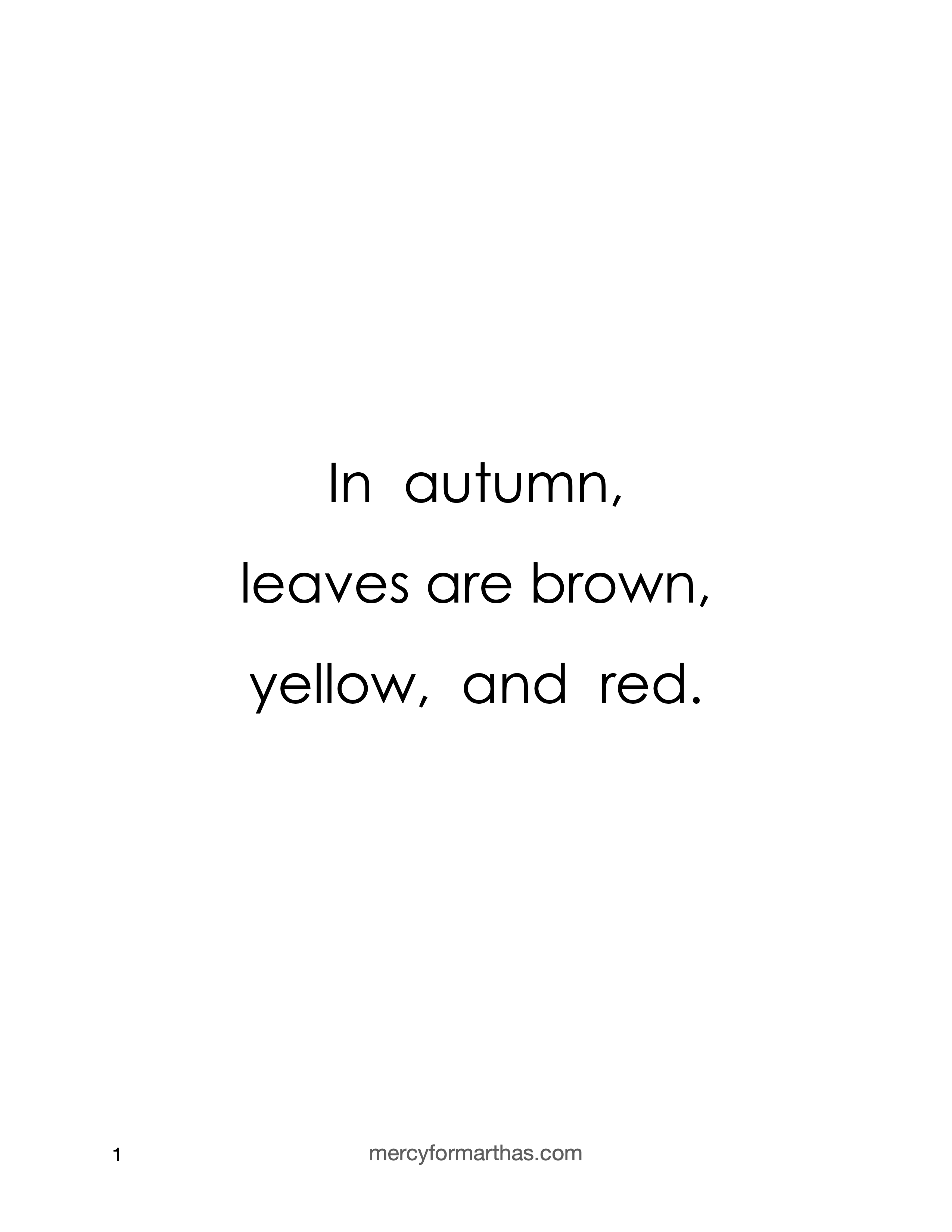 Autumn-Themed Sight Words and Pictures, See and Learn Style – Mercy for ...