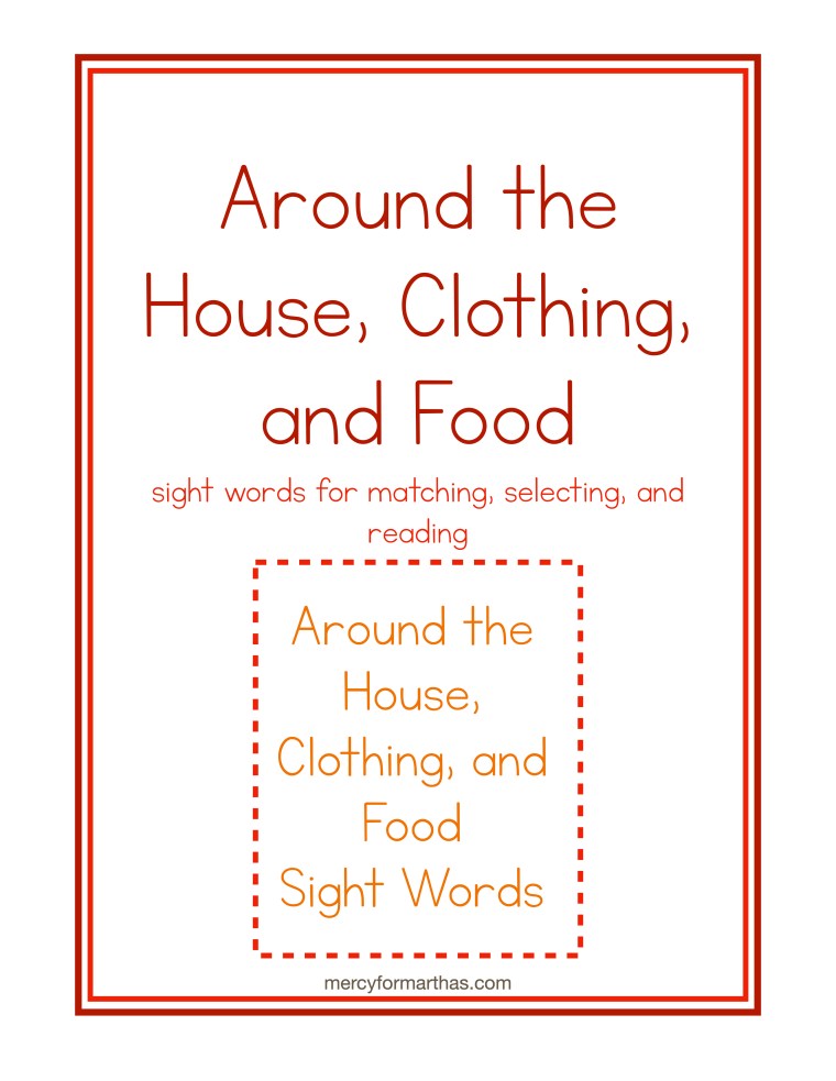 Around the House and Food-Themed Picture and Sight Word Cards – Mercy ...