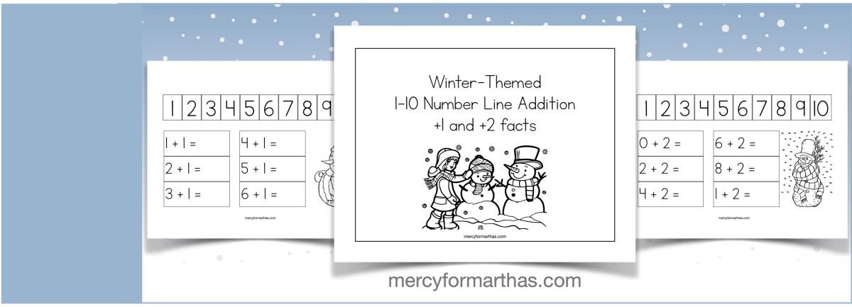 Winter-themed Number Line Addition – Mercy for Marthas