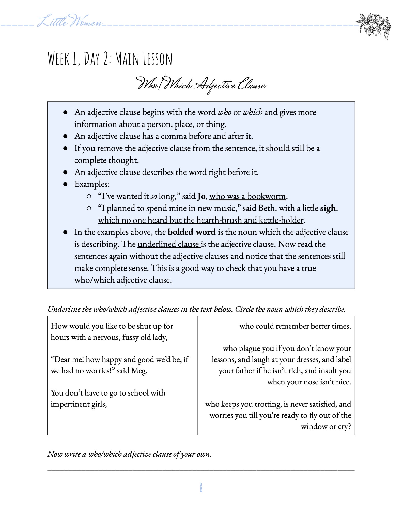 Writing Lessons from Literature Book 5: Little Women by Louisa May ...