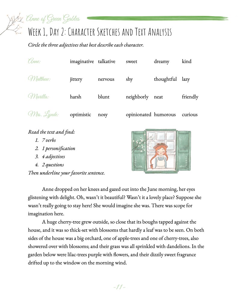 Writing Lessons from Literature, Book 6: Anne of Green Gables – Mercy ...